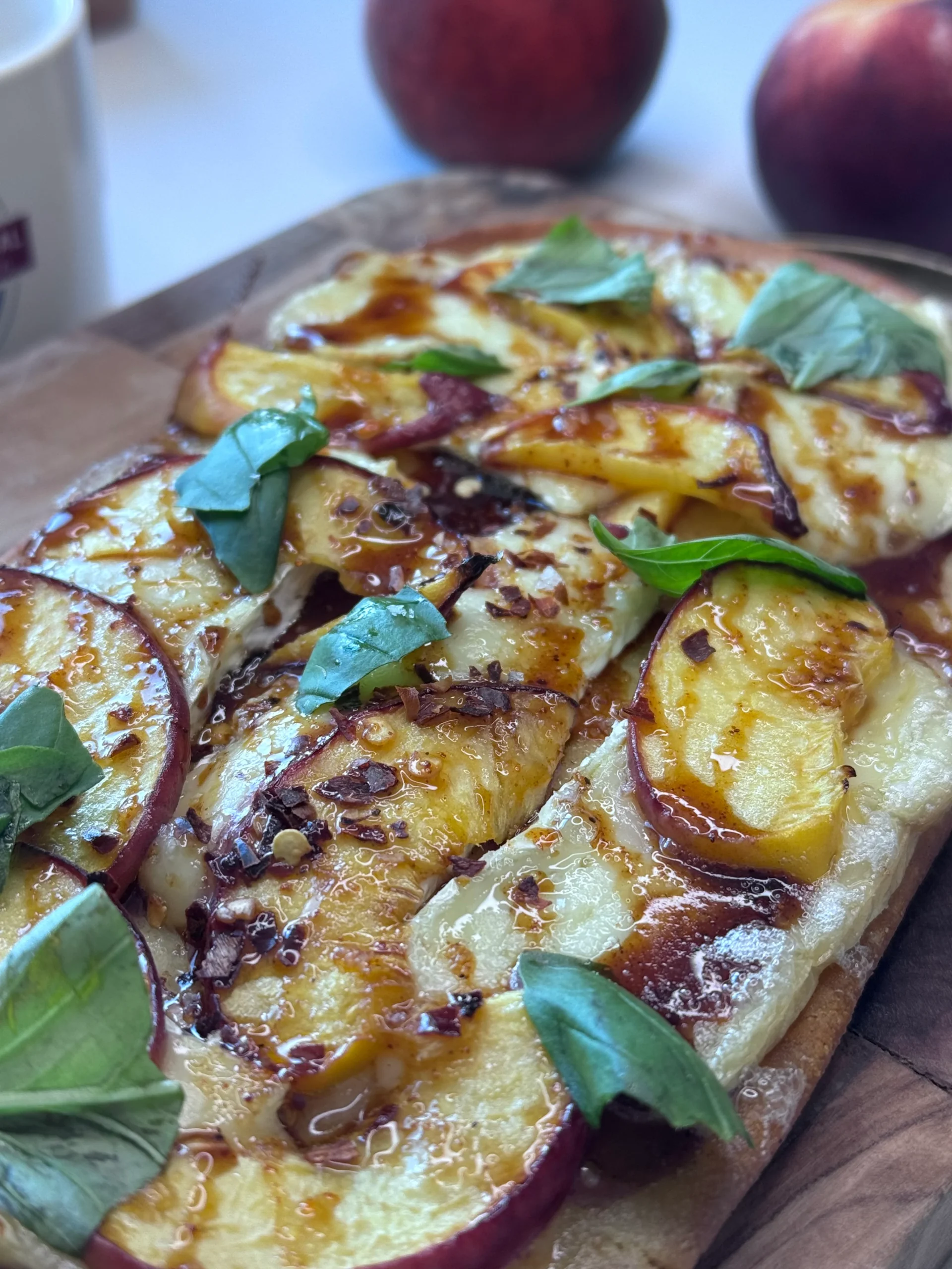 Peach and Brie Flatbreads with Spicy Cane Syrup – The Sustainable Kitchen
